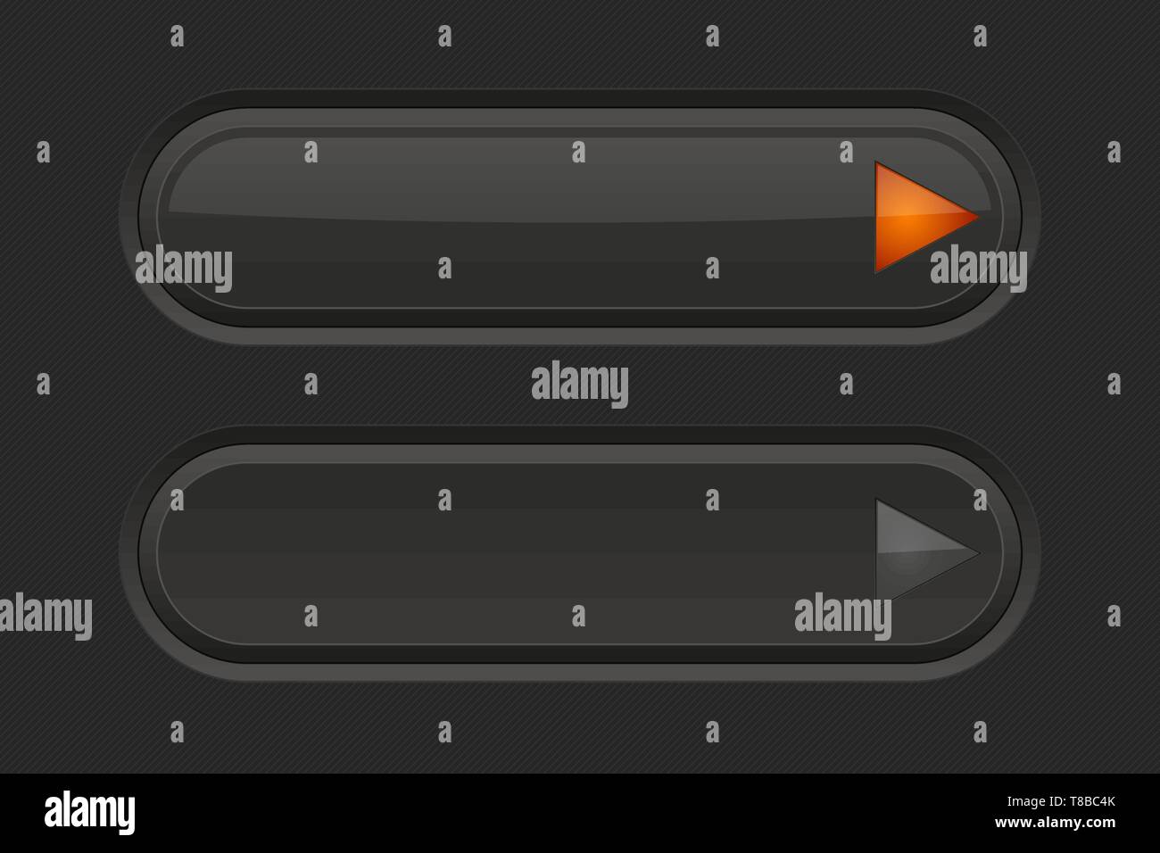 Black 3d interface buttons with orange design element Stock Vector ...