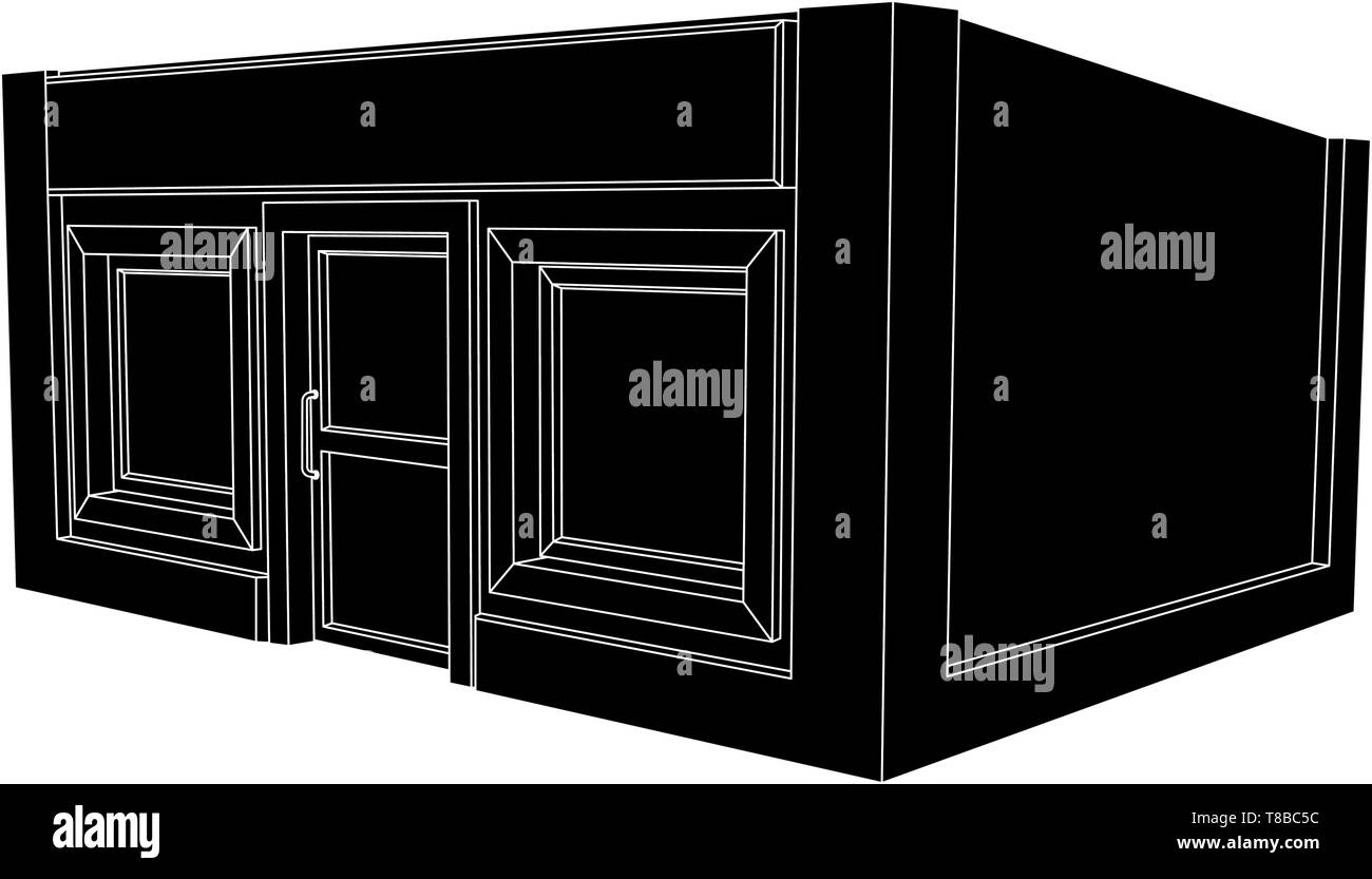 Market building. Black outline drawing Stock Vector Image & Art - Alamy