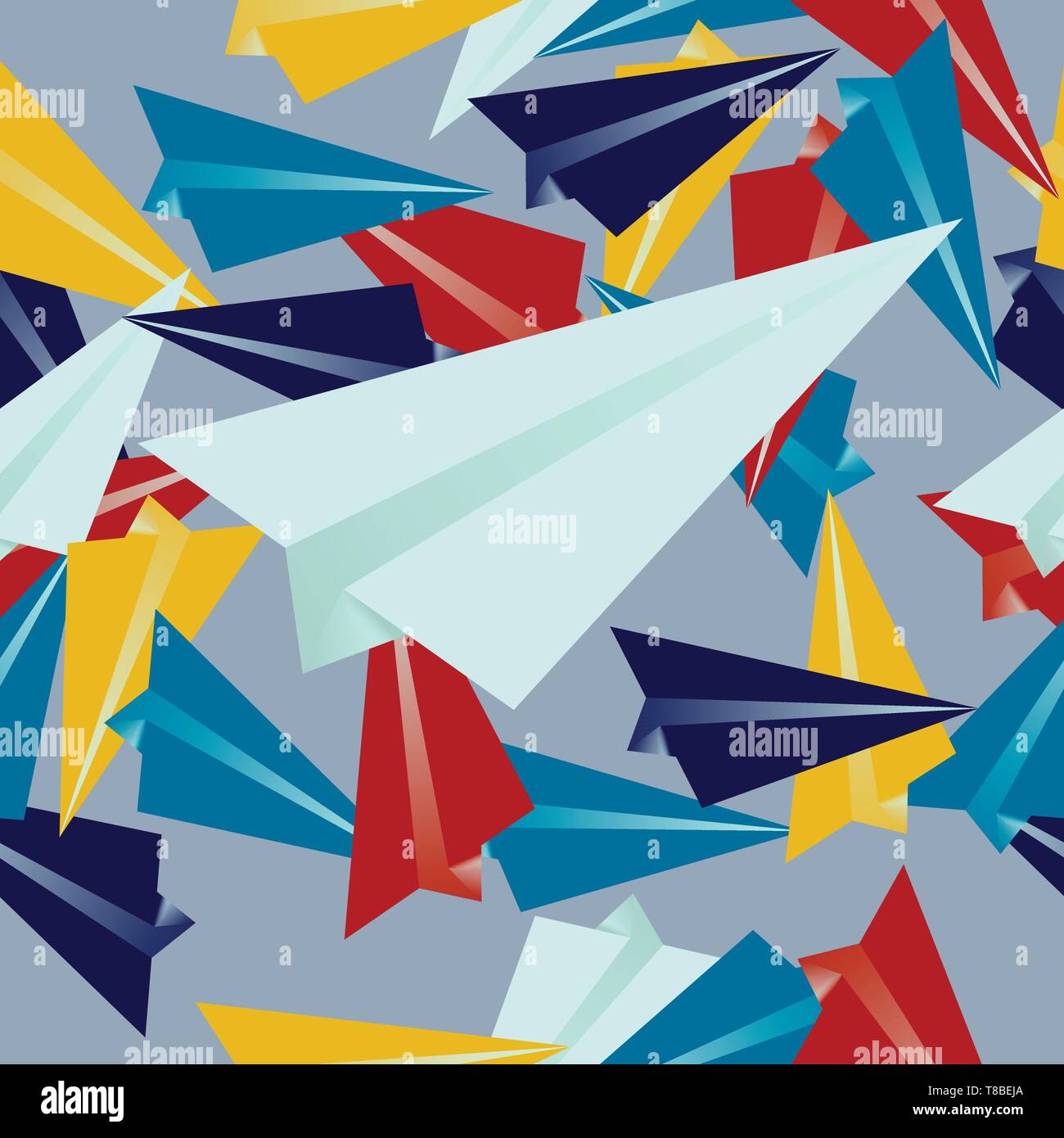Paper Airplane Repeating Pattern: Bright Colors Stock Vector Image ...