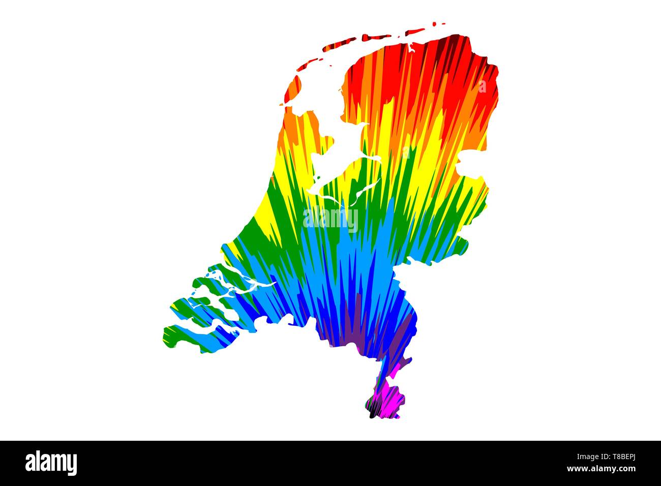 Netherlands - map is designed rainbow abstract colorful pattern ...