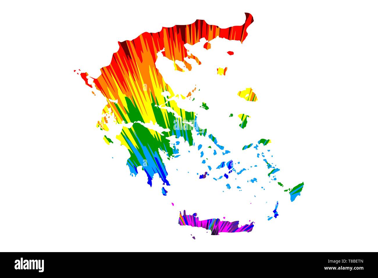 Greece Map Is Designed Rainbow Abstract Colorful Pattern Hellenic