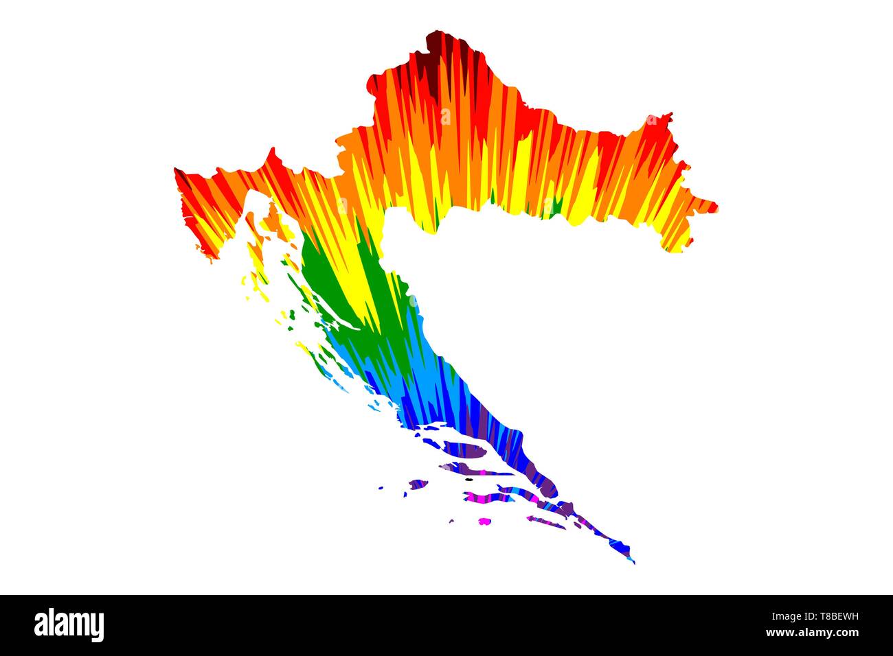 Croatia - map is designed rainbow abstract colorful pattern, Republic ...