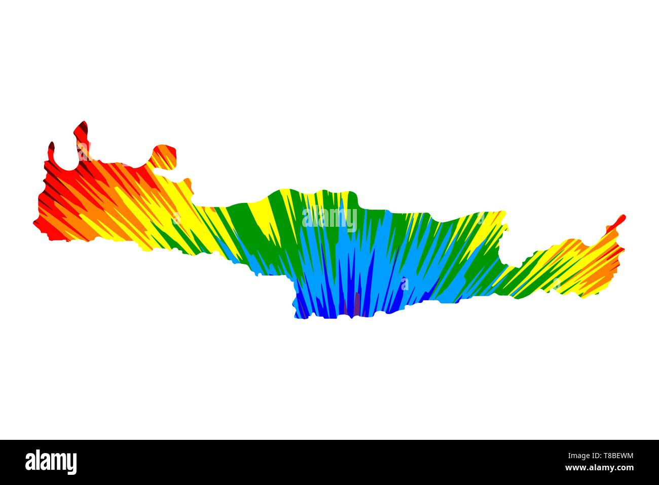 Crete - map is designed rainbow abstract colorful pattern, Crete ...