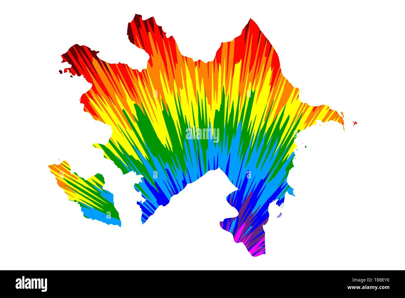 Azerbaijan - map is designed rainbow abstract colorful pattern ...