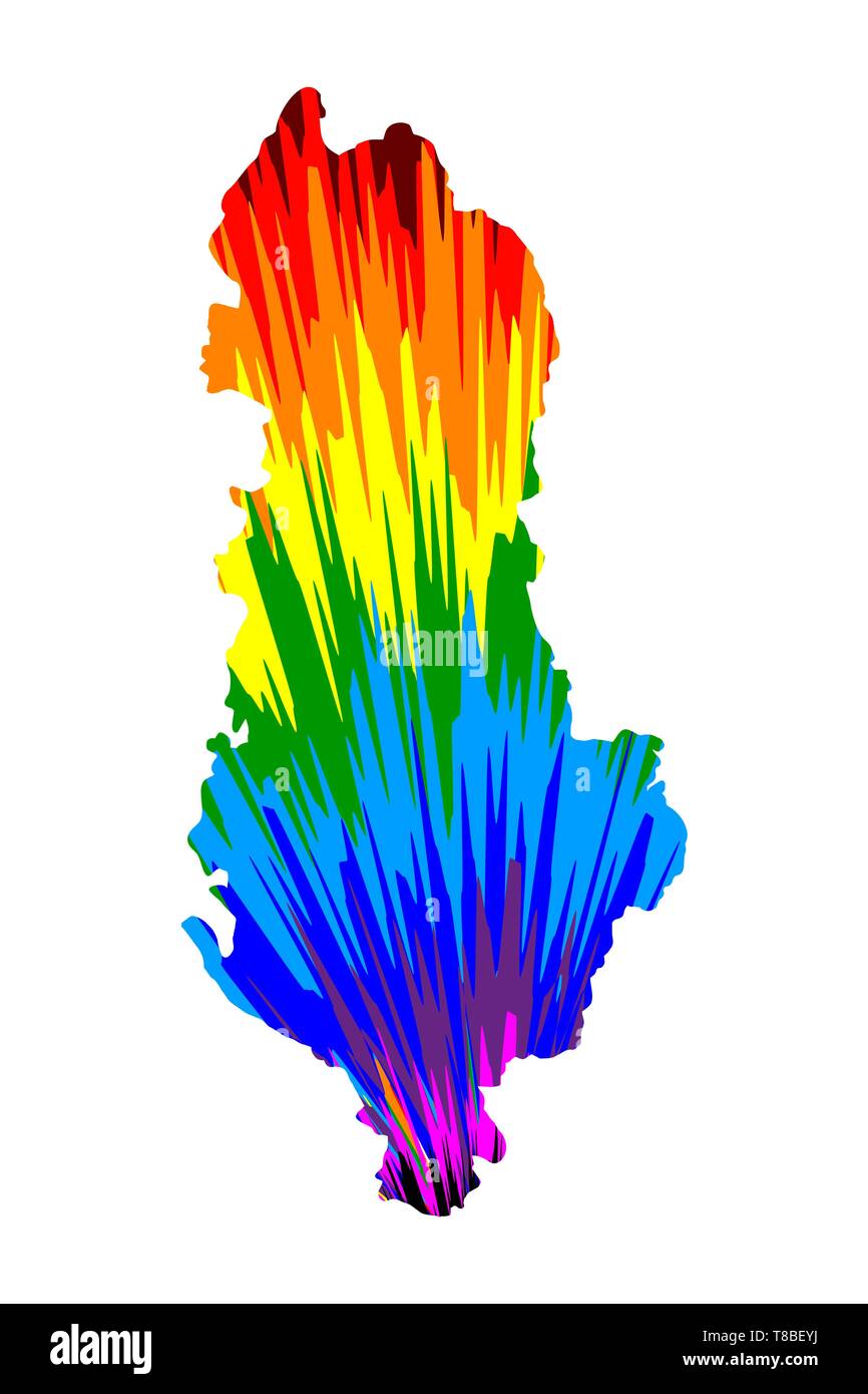 Albania - map is designed rainbow abstract colorful pattern, Republic ...