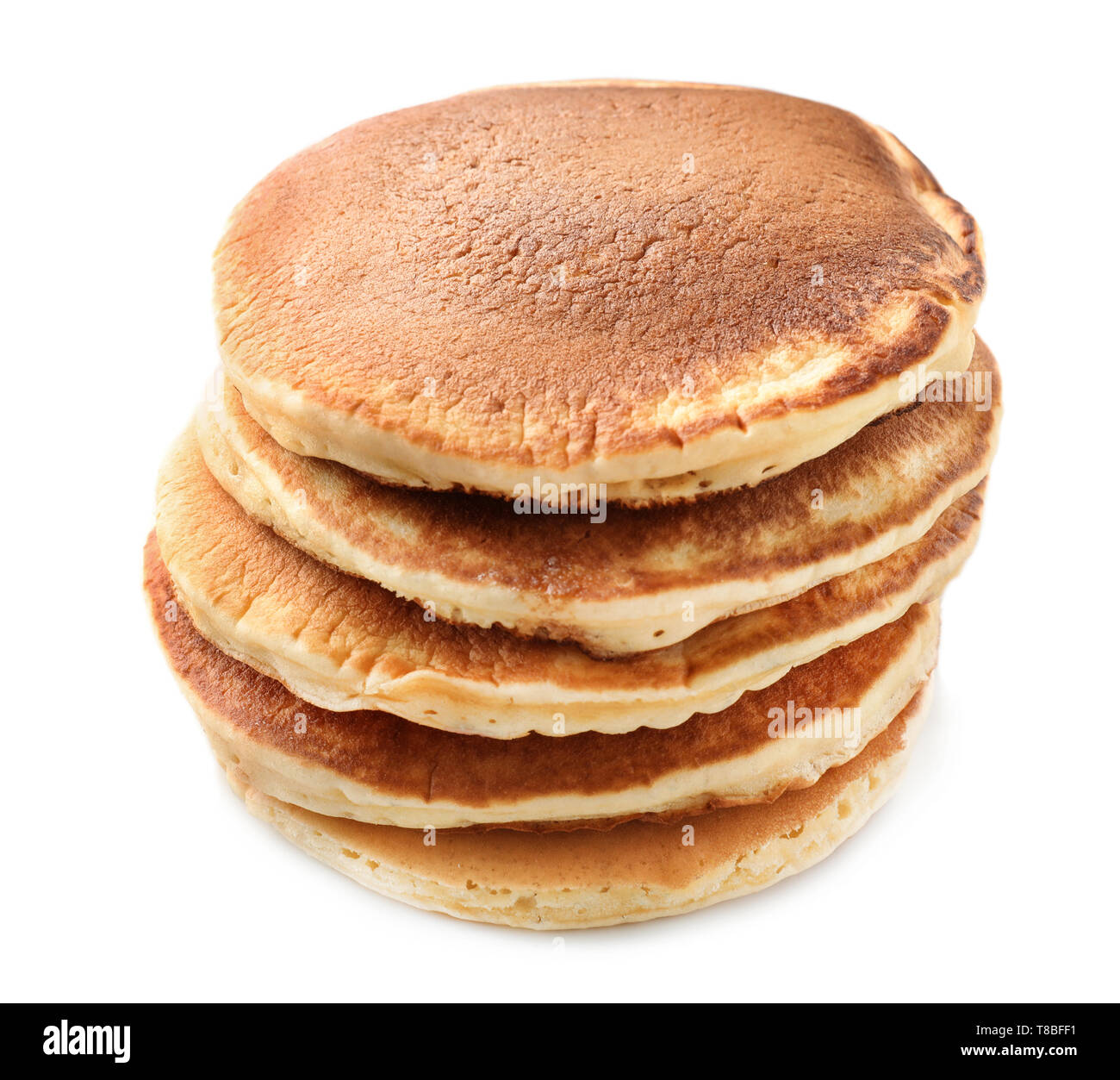 Stack of tasty homemade pancakes on white background Stock Photo - Alamy