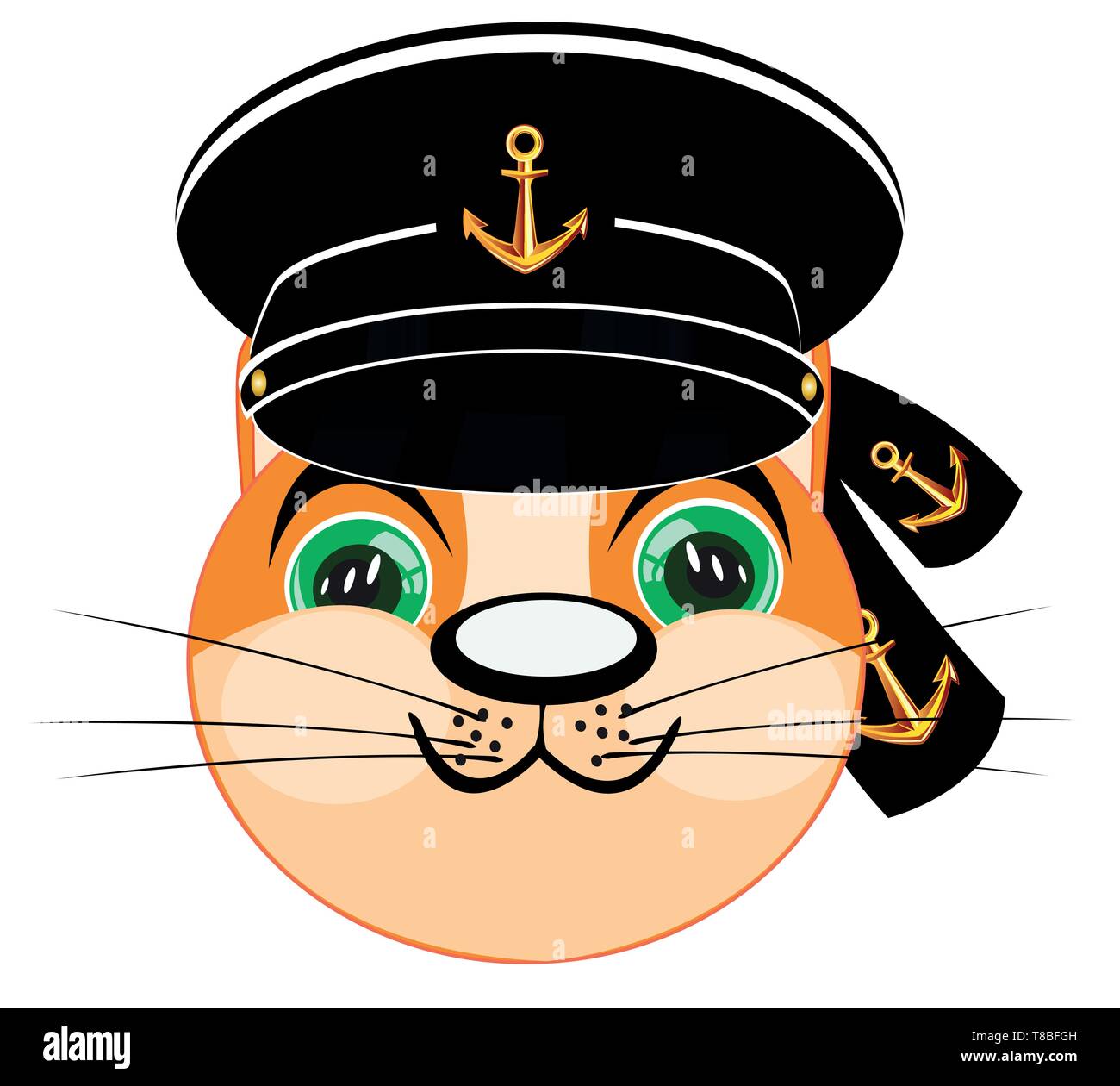 Vector illustration animal cat in headdress of the sailor Stock Vector ...