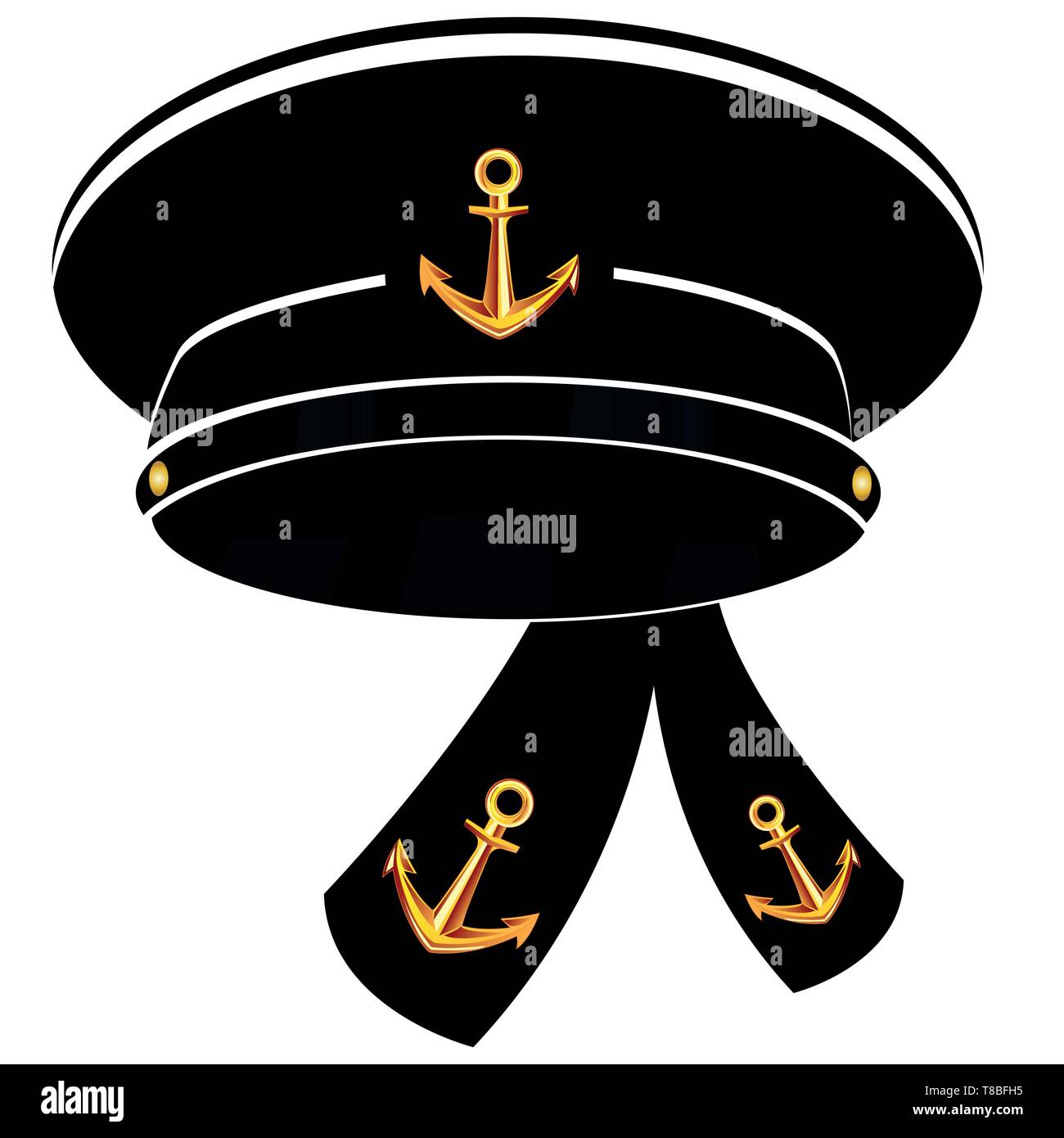 Vector illustration of the service cap of the sailor of the navy Stock ...
