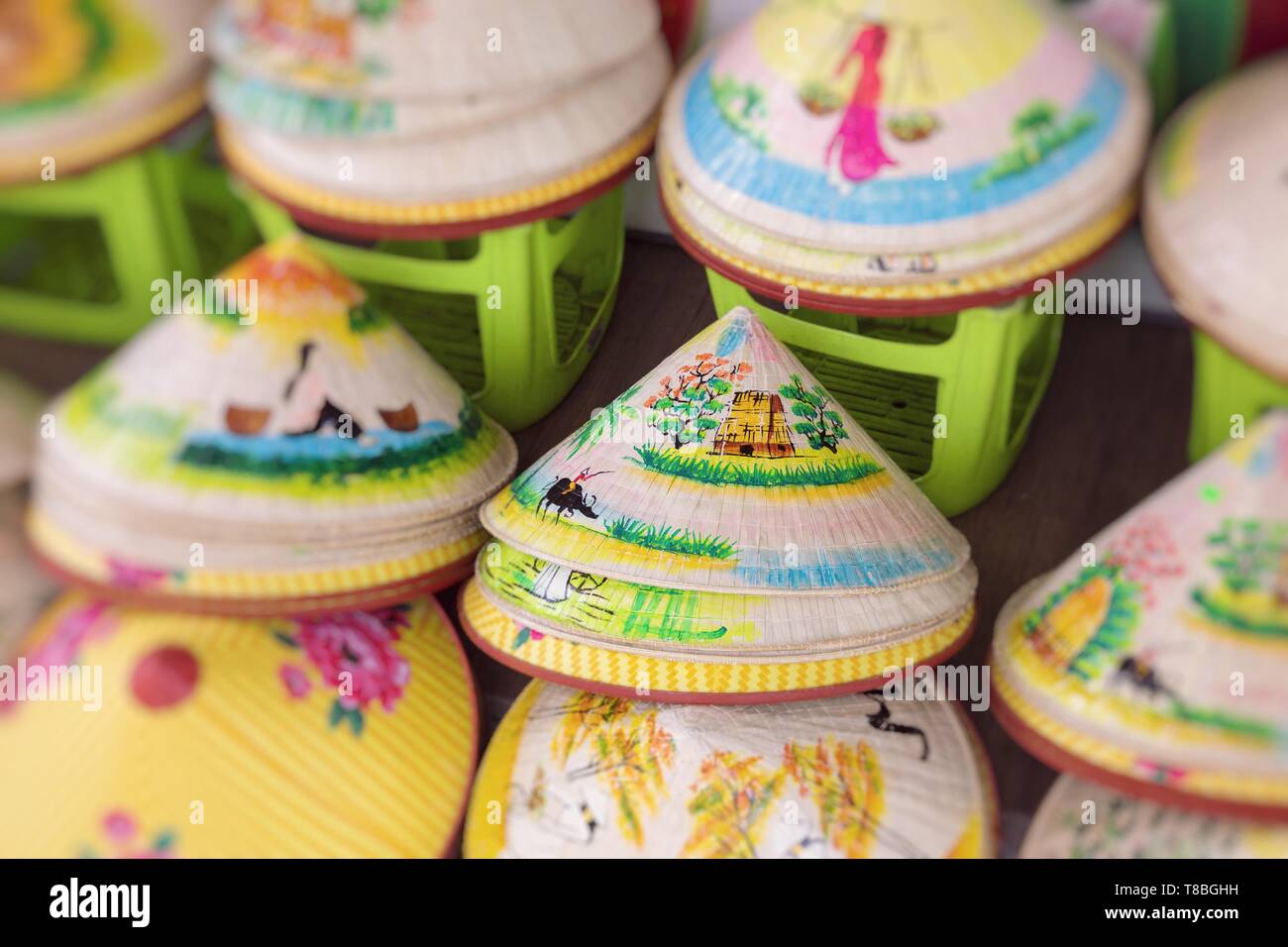 Asian Cone Hat Handicraft. Vietnam Style Cone Hat. Selective Focus ...