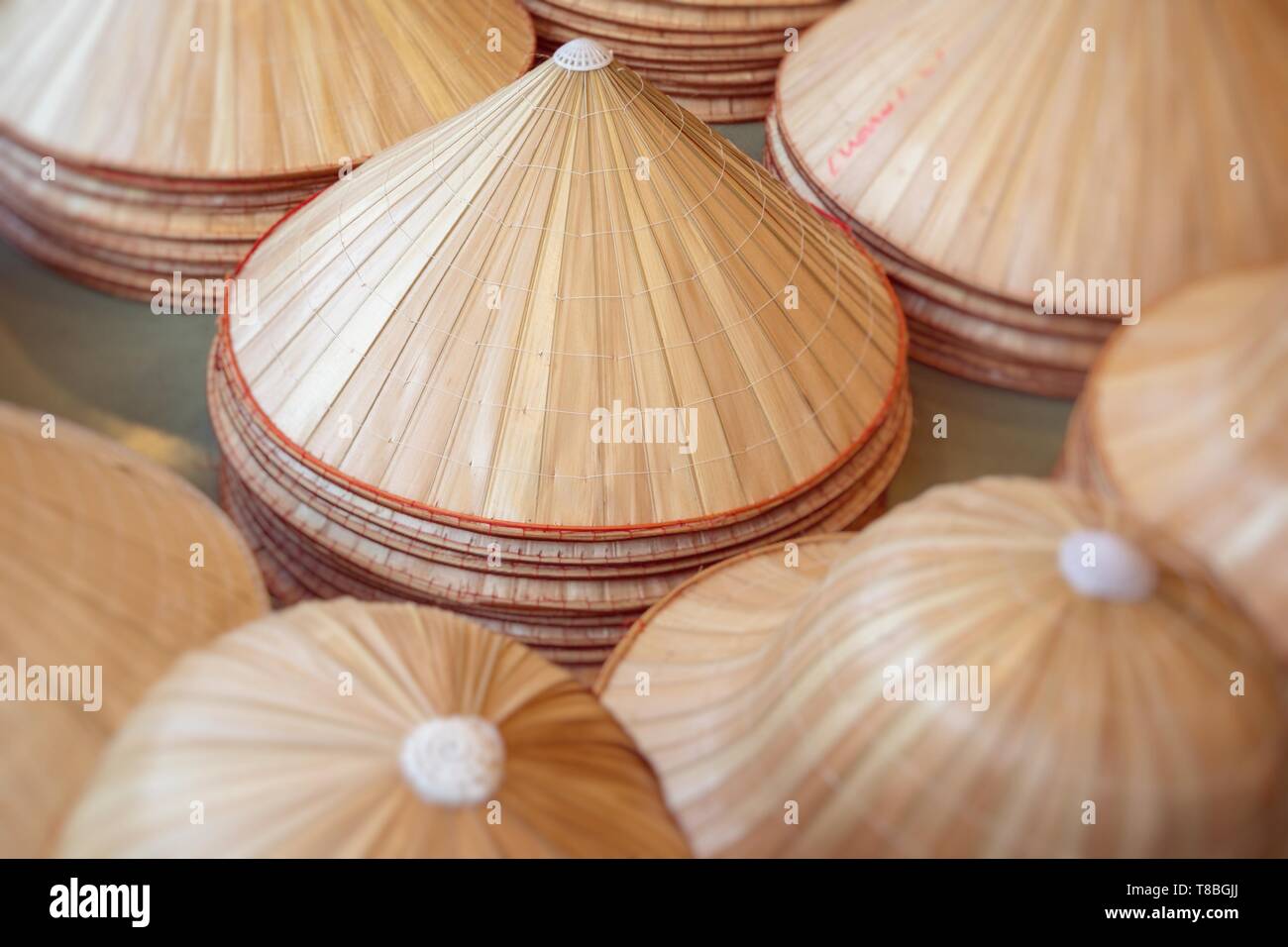 Asian Cone Hat Handicraft. Vietnam Style Cone Hat. Selective Focus ...