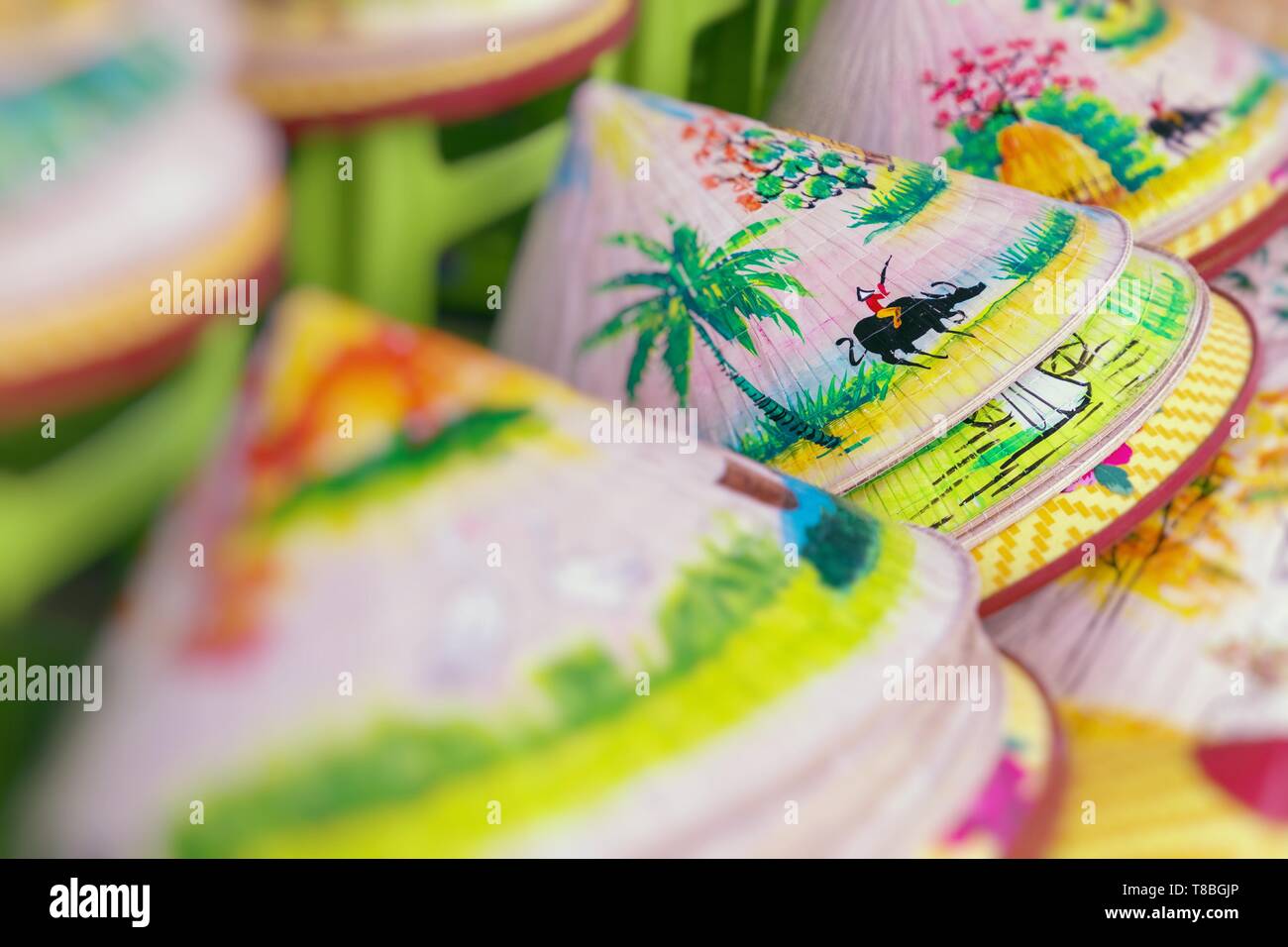 Asian Cone Hat Handicraft. Vietnam Style Cone Hat. Selective Focus ...