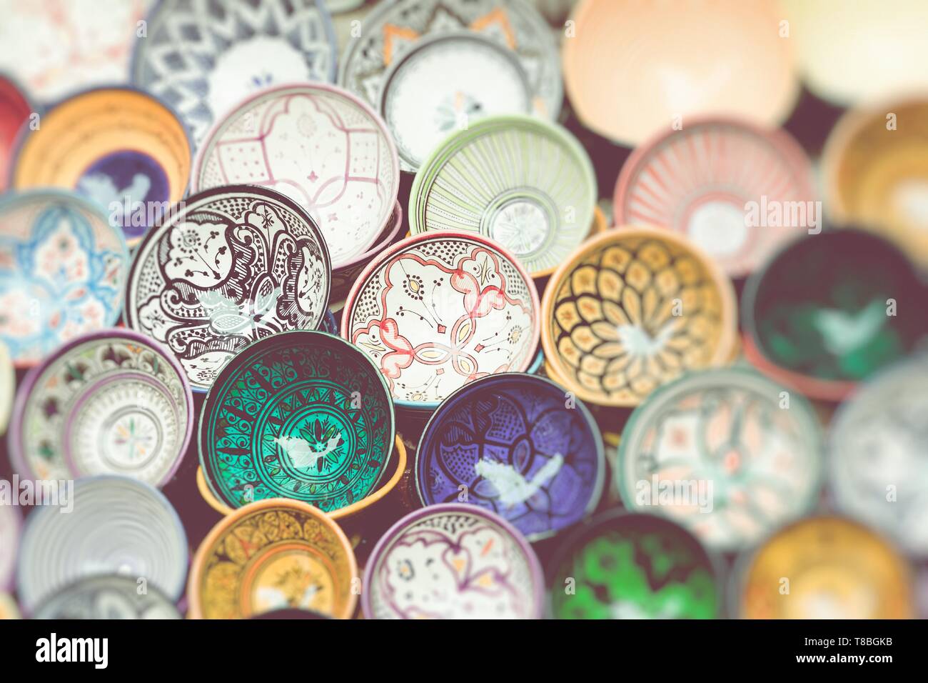 Colorful souvenirs for sale on the street in a shop in Morocco Stock ...