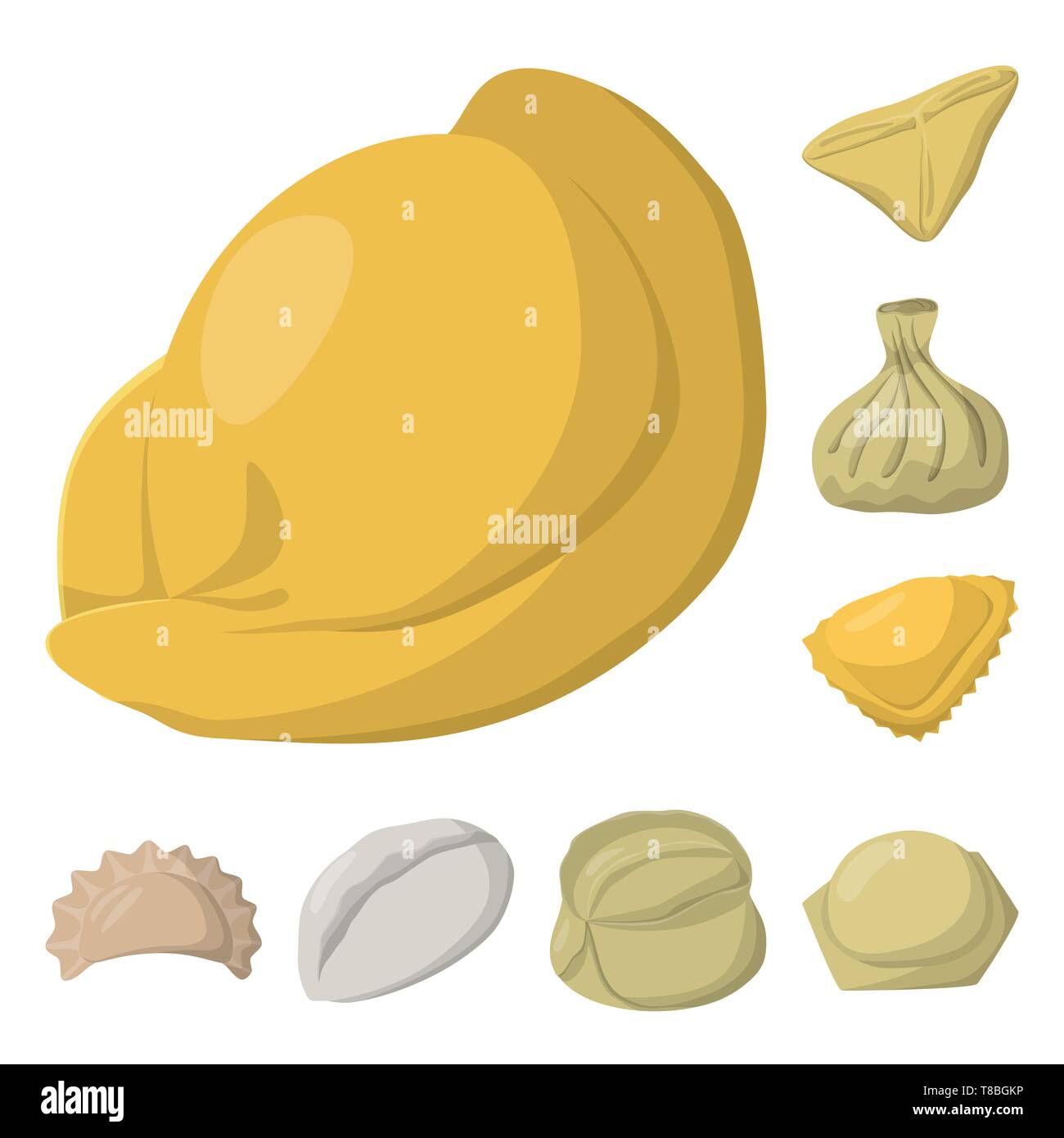 Vector illustration of dumplings and food sign. Set of dumplings and ...