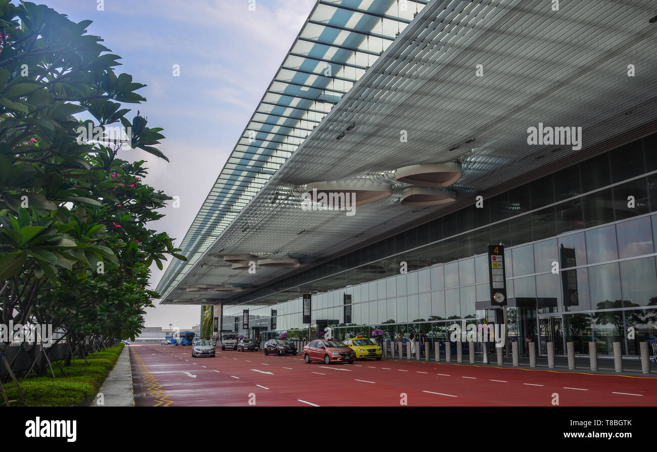 Singapore - Mar 28, 2019. View of Terminal 4 of Singapore Changi ...