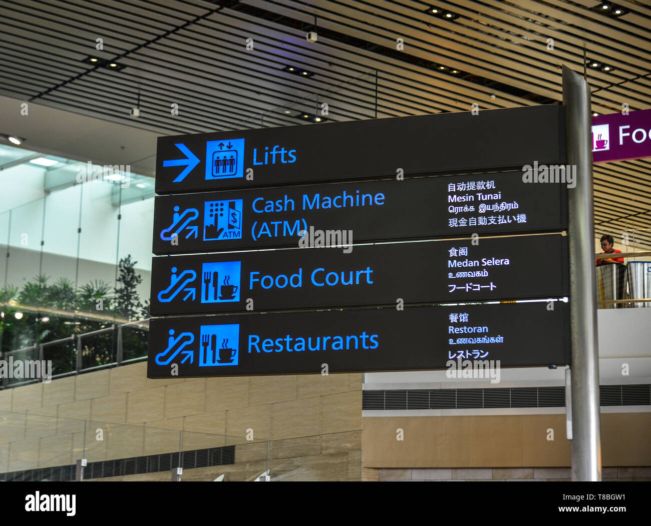 Singapore - Mar 28, 2019. Information board at Terminal 4 of Changi ...