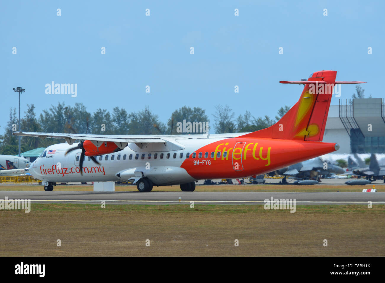 Langkawi, Malaysia - Mar 30, 2019. 9M-FYG Firefly ATR 72-500 taxiing on ...