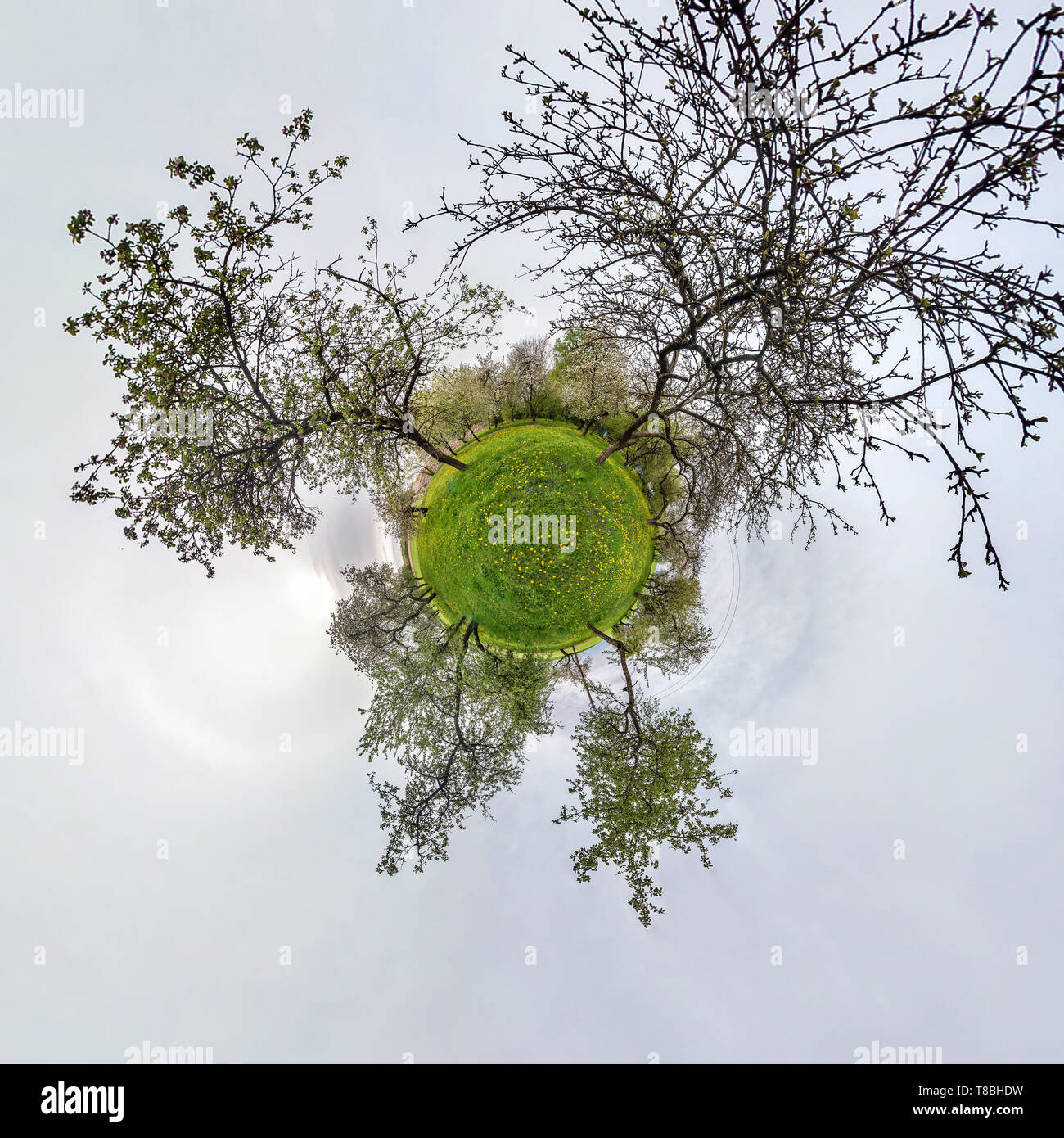 Little planet spherical panorama 360 degrees. Spherical aerial view in ...