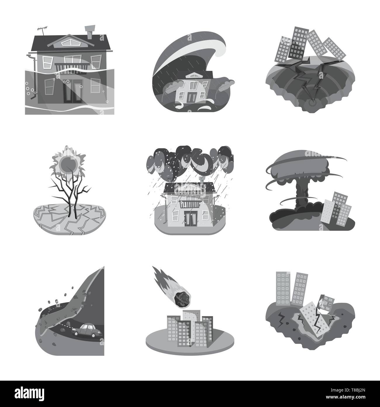 Vector illustration of nature and apocalypse icon. Set of nature and ...