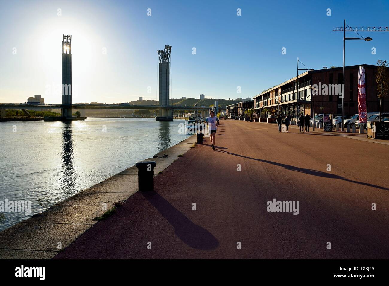 France, Seine Maritime, Rouen, Gustave Flaubert lift bridge over the ...