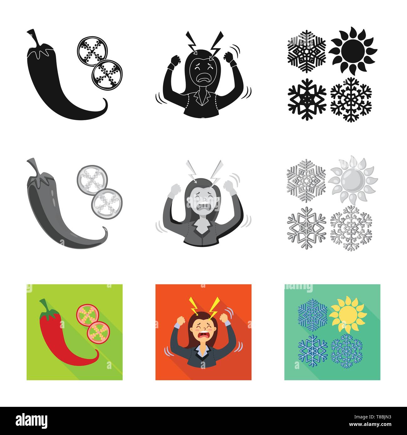 pepper,stress,snowflake,chili,shock,falling,hot,woman,ice,red,desperate ...