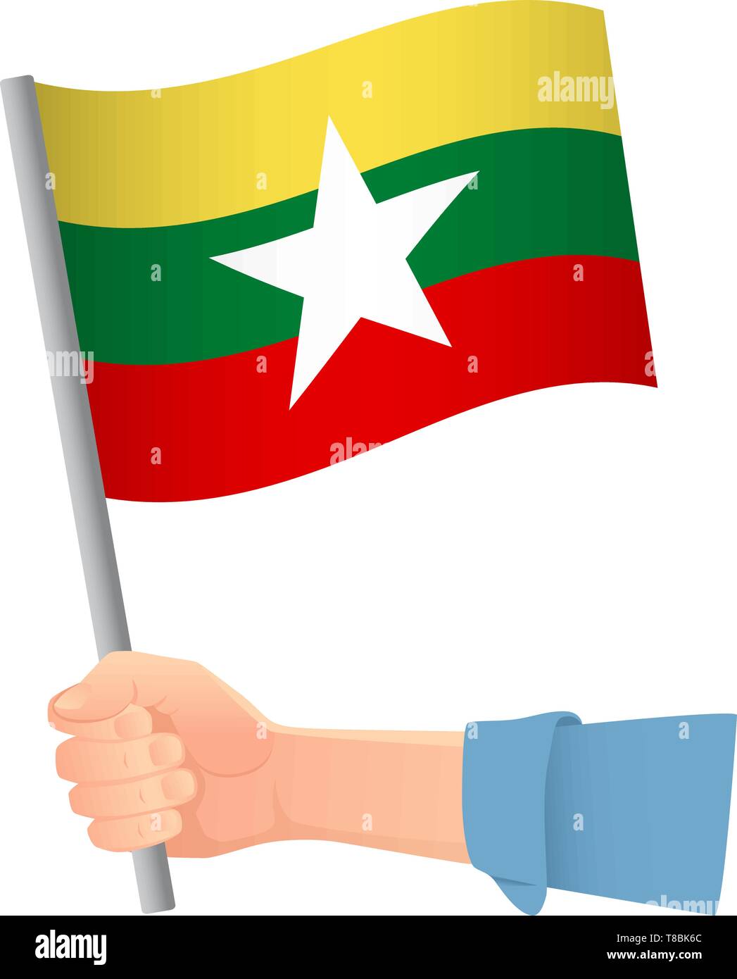 Burma flag in hand. Patriotic background. National flag of Burma vector ...