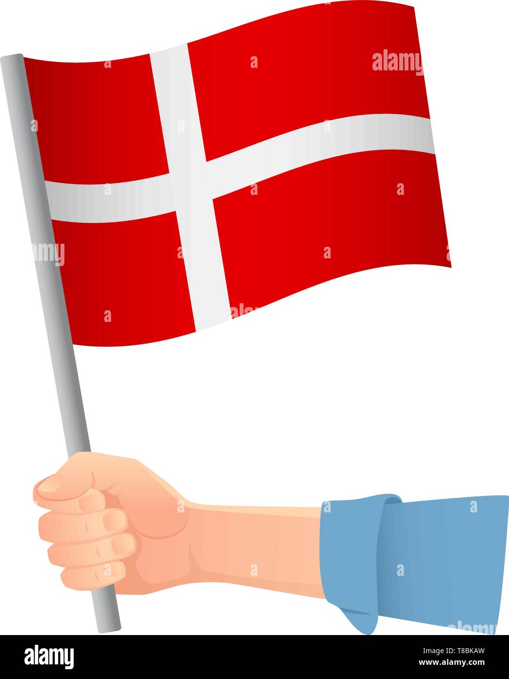 Denmark flag in hand. Patriotic background. National flag of Denmark ...
