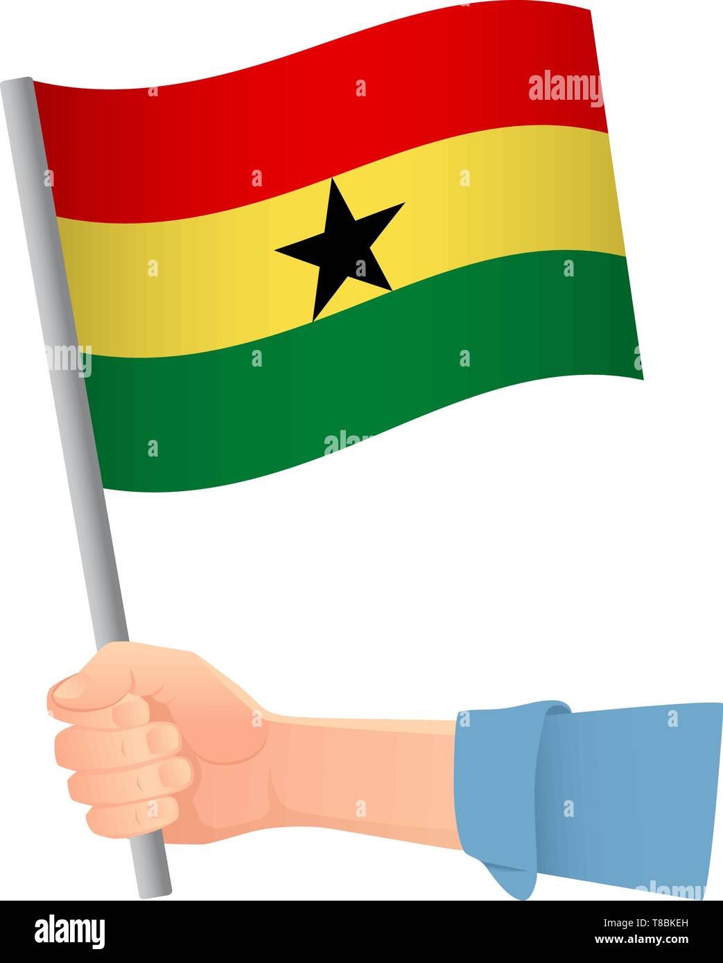 Ghana flag in hand. Patriotic background. National flag of Ghana vector ...