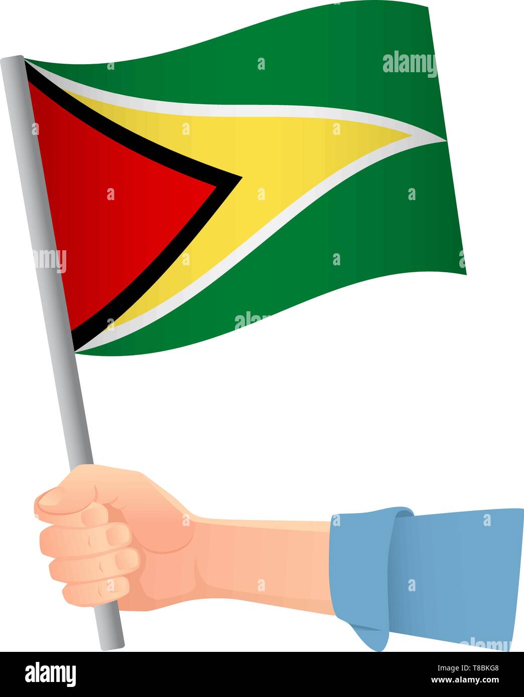 Guyana flag in hand. Patriotic background. National flag of Guyana vector illustration Stock ...