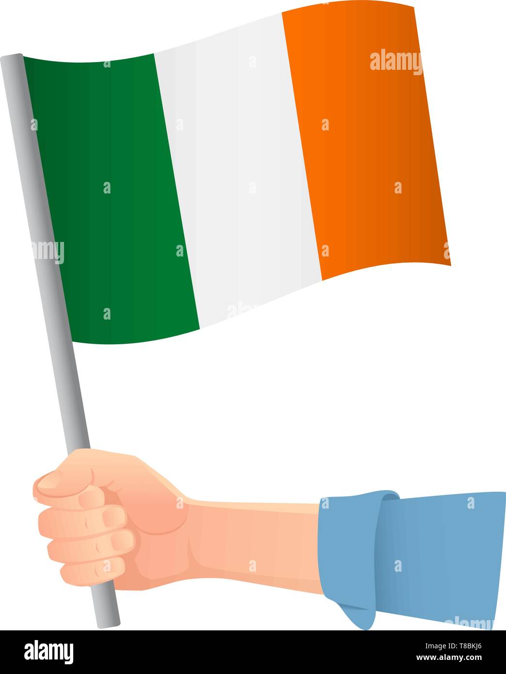 Ireland flag in hand. Patriotic background. National flag of Ireland ...