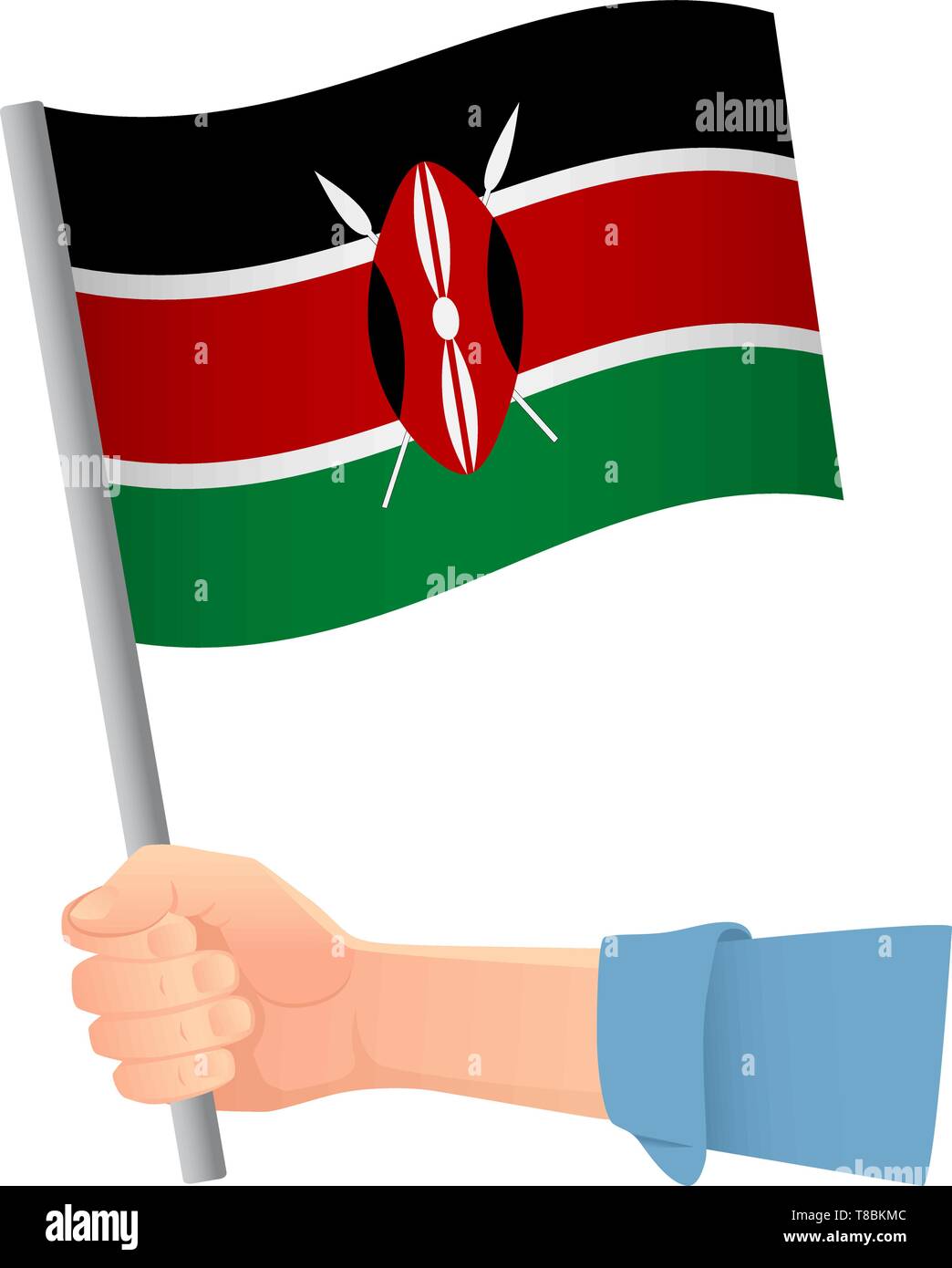 Kenya flag in hand. Patriotic background. National flag of Kenya vector ...