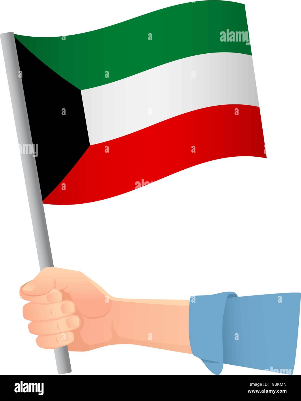 kuwait flag in hand. Patriotic background. National flag of Kuwait ...