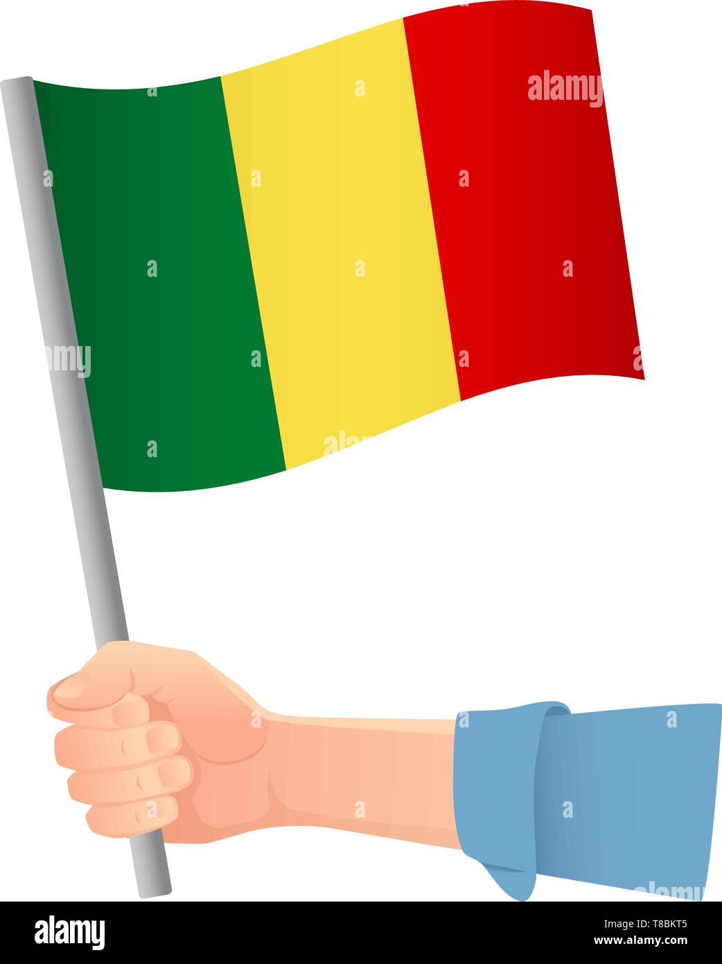 Mali flag in hand. Patriotic background. National flag of Mali vector ...