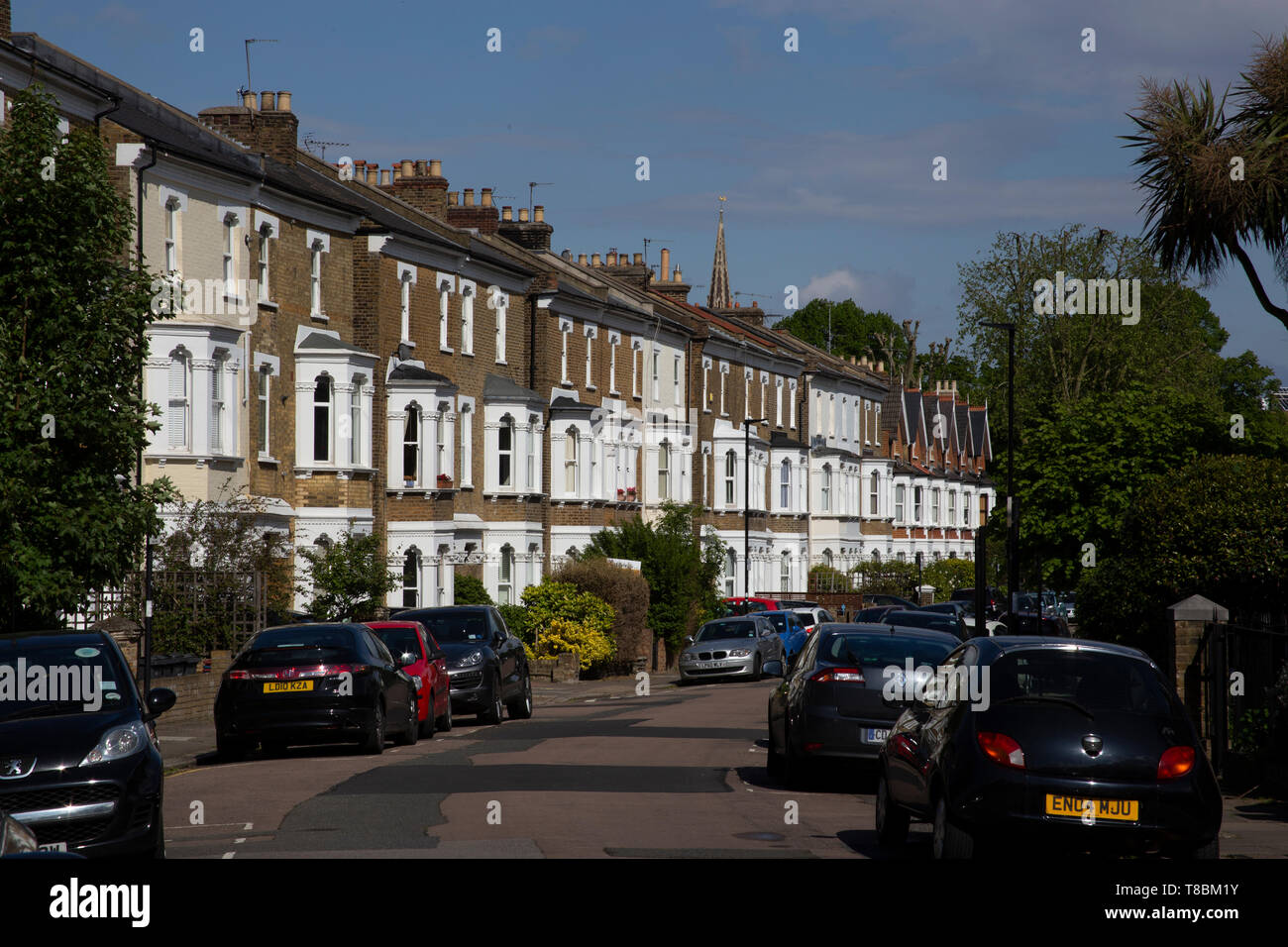 Row of Victorian houses in a west London Street, Chiswick, W4 UK Stock ...