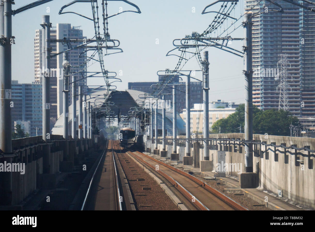 A Tsukuba Express train is stopped at Kashiwa Tanaka Station in Kashiwa, Chiba, Japan Stock ...