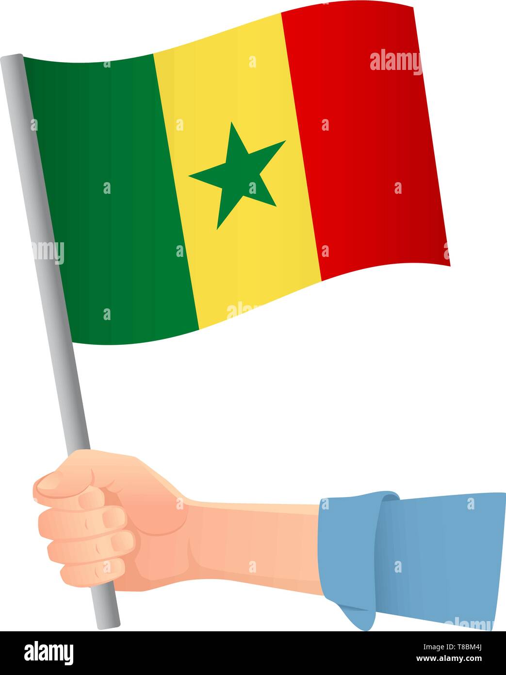 Senegal flag in hand. Patriotic background. National flag of Senegal vector illustration Stock ...
