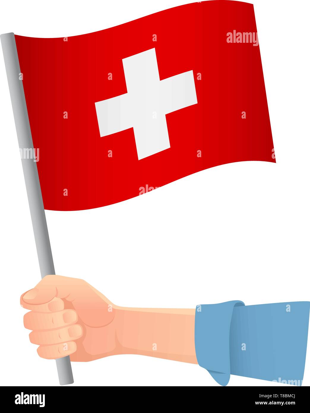 Switzerland flag in hand. Patriotic background. National flag of ...