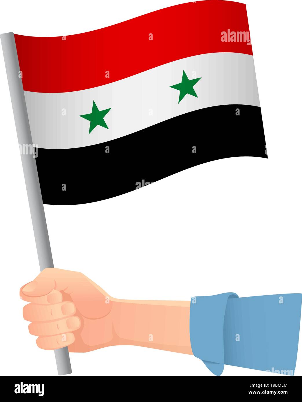 Syria flag in hand. Patriotic background. National flag of Syria vector ...