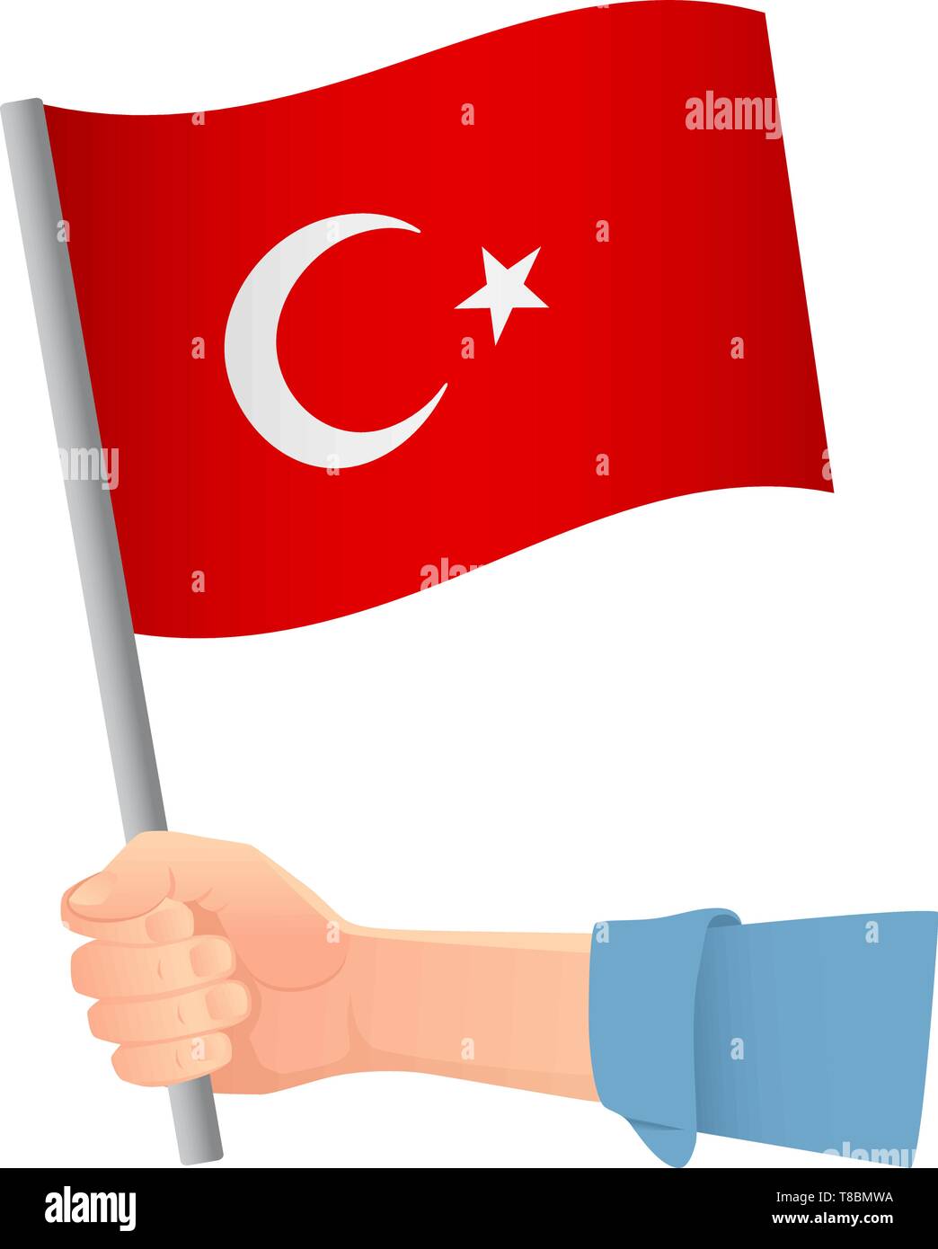 Turkey flag in hand. Patriotic background. National flag of Turkey ...
