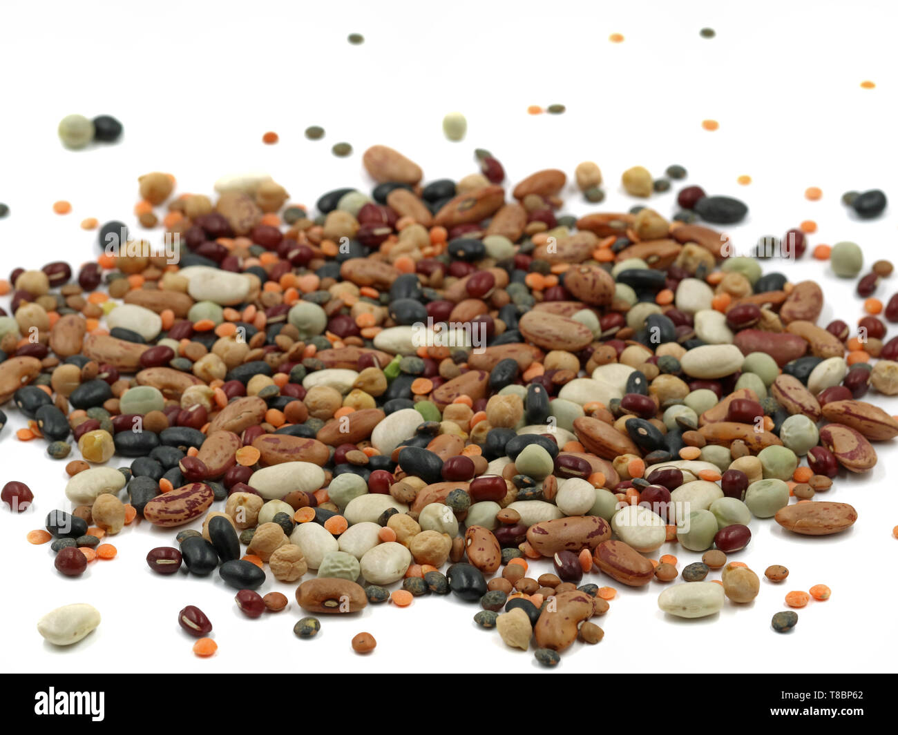 Mixed dried legumes isolated on white background, close up Stock Photo ...