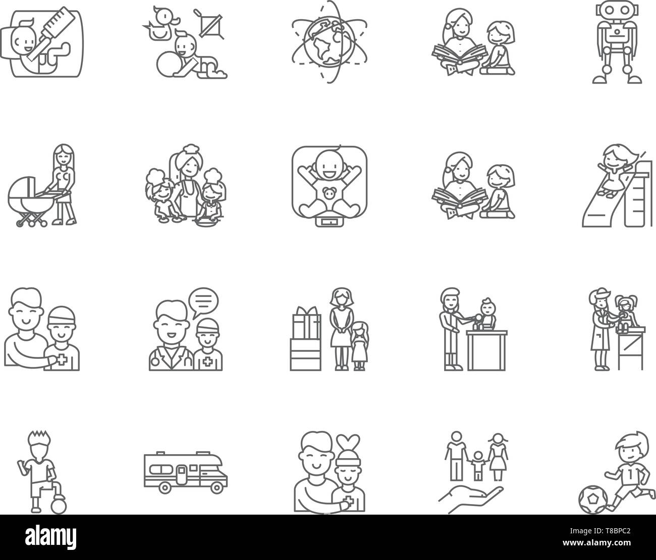 Child care services line icons, signs, vector set, outline illustration ...