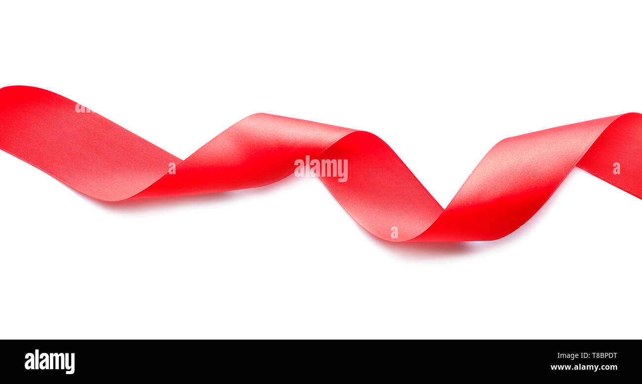 Red ribbon on white background Stock Photo - Alamy