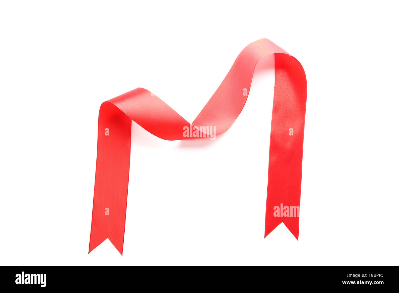 Red ribbon on white background Stock Photo - Alamy
