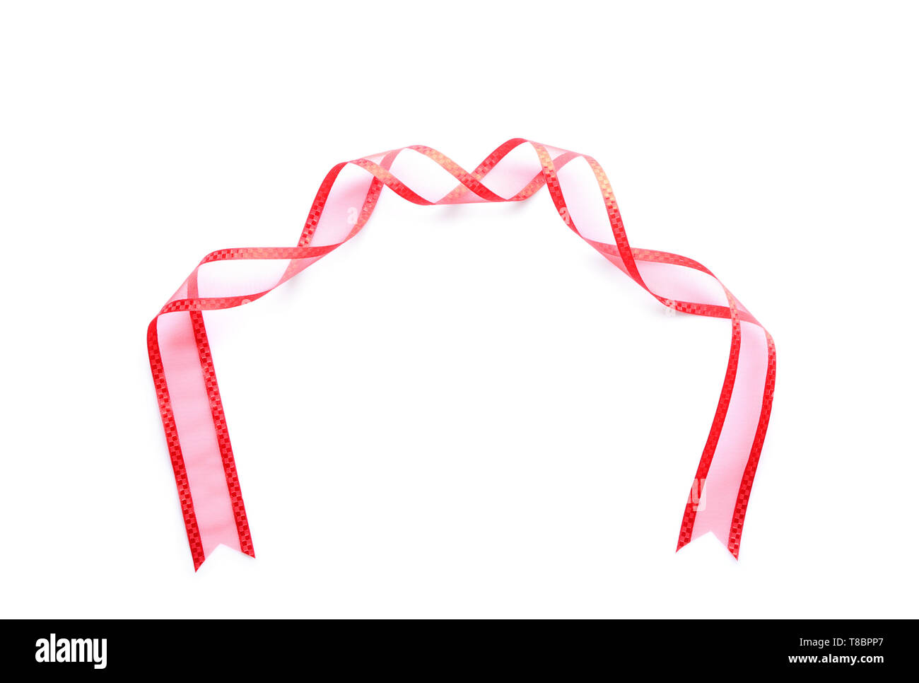 Red ribbon on white background Stock Photo - Alamy