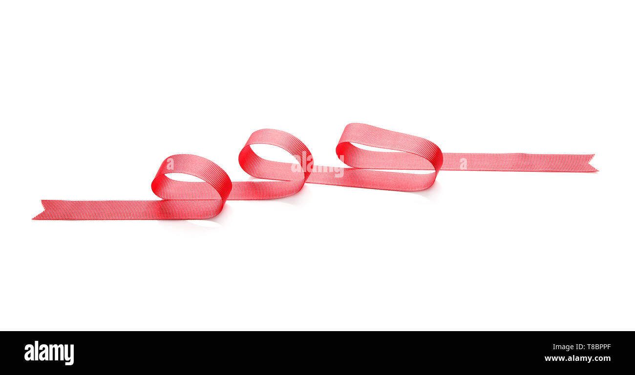 Red ribbon on white background Stock Photo - Alamy