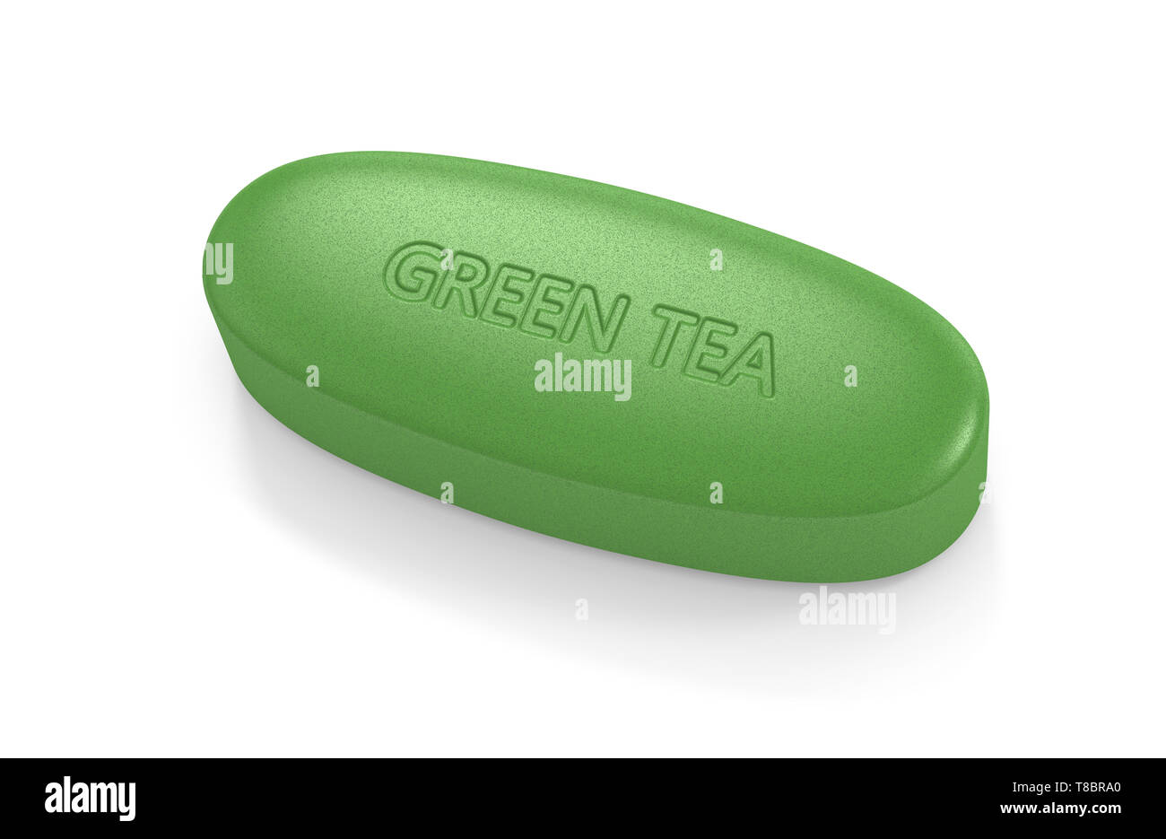 3d render of green tea pill isolated over white background Stock Photo ...