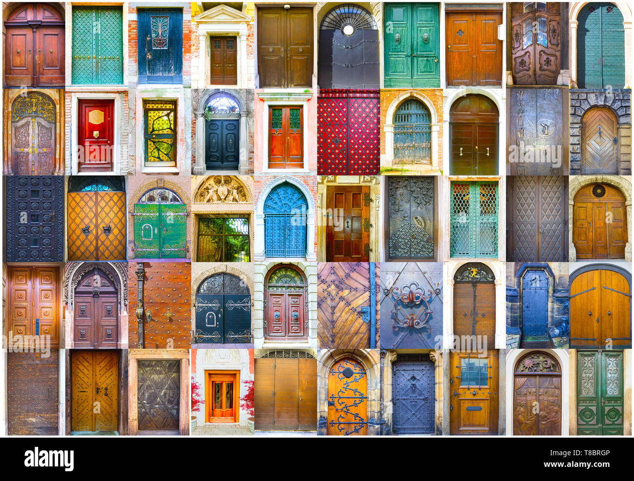 Collage of medieval front doors Stock Photo - Alamy