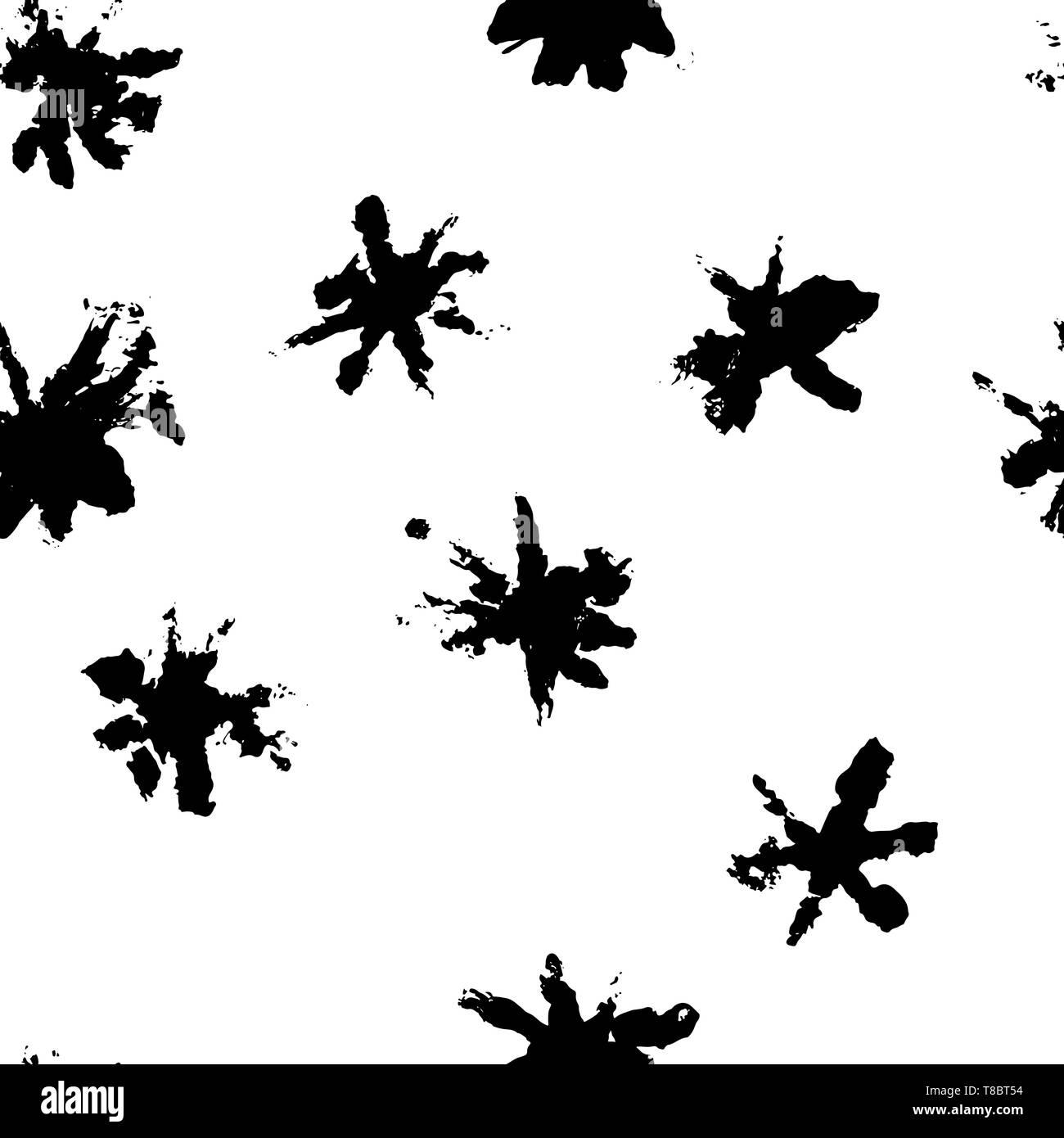 Hand drawn grunge stars seamless pattern. Modern ink background. Dry ...