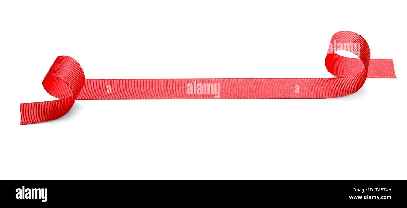 Red ribbon on white background Stock Photo - Alamy
