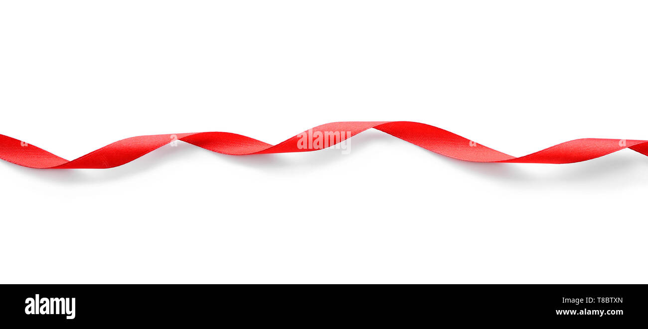 Red ribbon on white background Stock Photo - Alamy