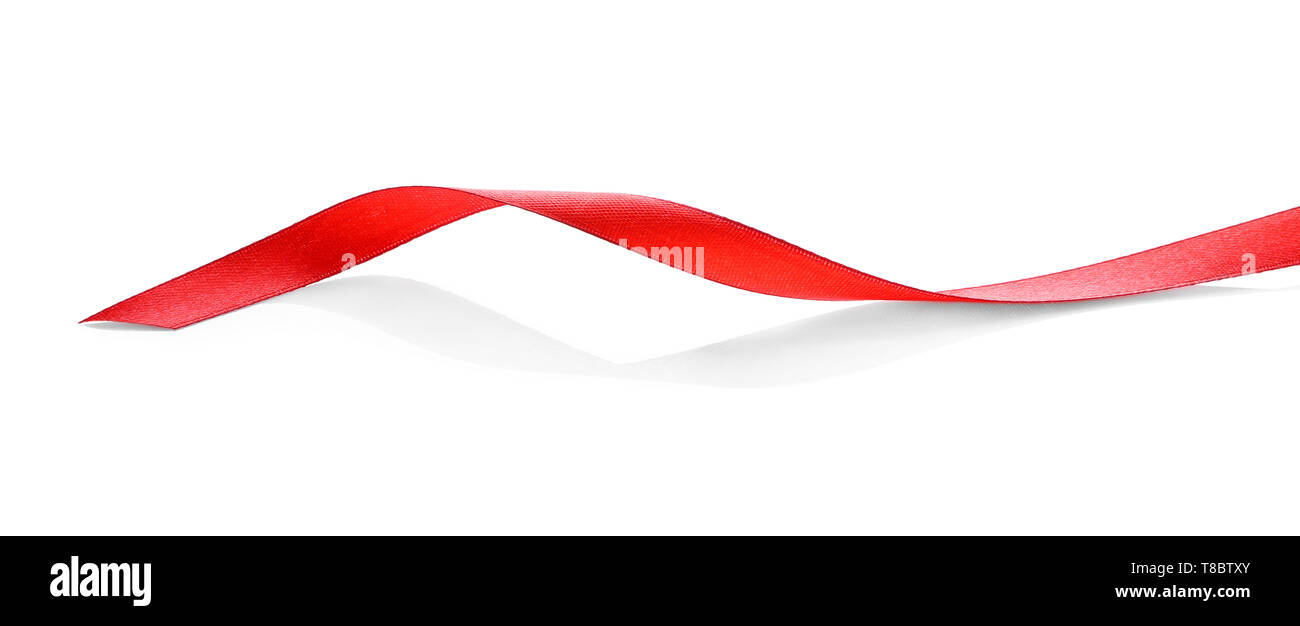 Red ribbon on white background Stock Photo - Alamy